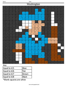 Washington- Fractions Numerator - Coloring Squared