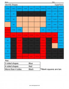 Superhero- Identify Shapes - Coloring Squared