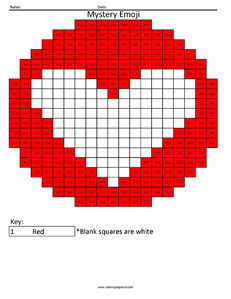 Facebook Love Emoji- Subtraction Coloring - Coloring Squared