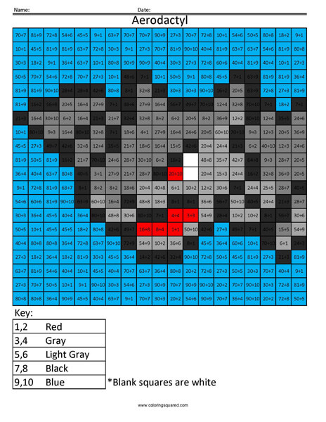 Pokemon Multiplication and Division - Coloring Squared