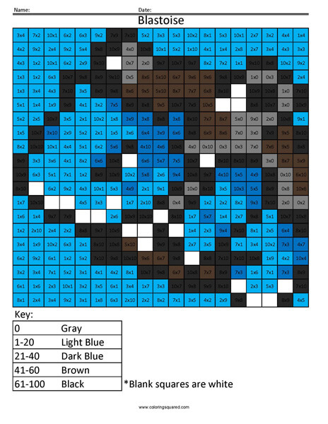 Pokemon Multiplication and Division - Coloring Squared