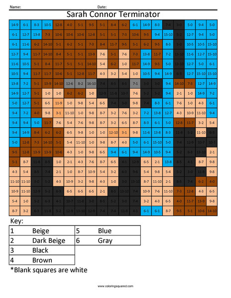 TVS12 Sarah Connor Terminator Subtraction - Coloring Squared