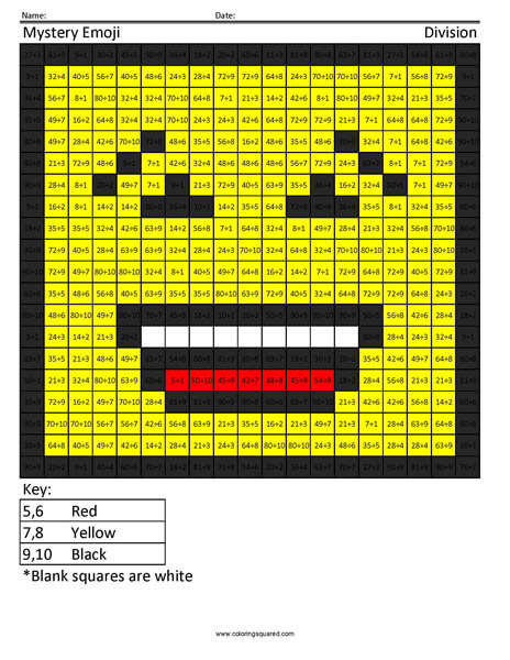 Emoji Multiplication and Division - Coloring Squared
