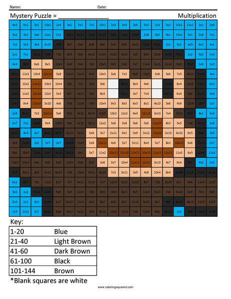 Animal Multiplication and Division - Coloring Squared