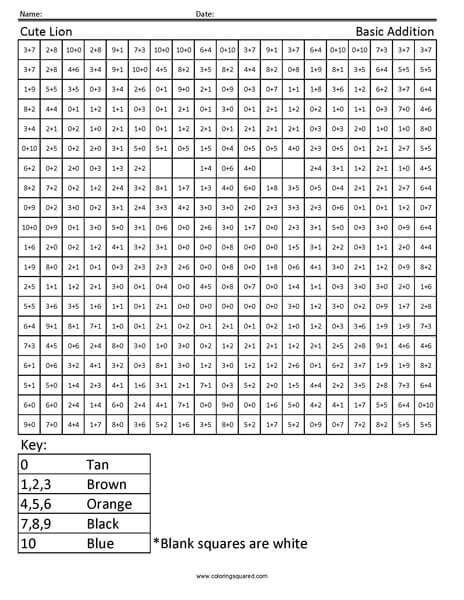 AE4 Cute Lion math coloring - Coloring Squared