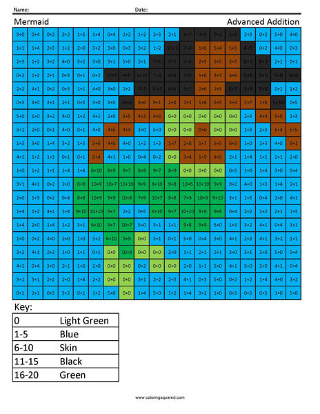 Addition Coloring Worksheets from Coloring Squared