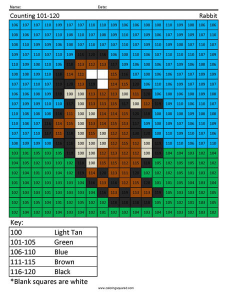 1G24 Counting Rabbit 1st Grade Math Coloring - Coloring Squared