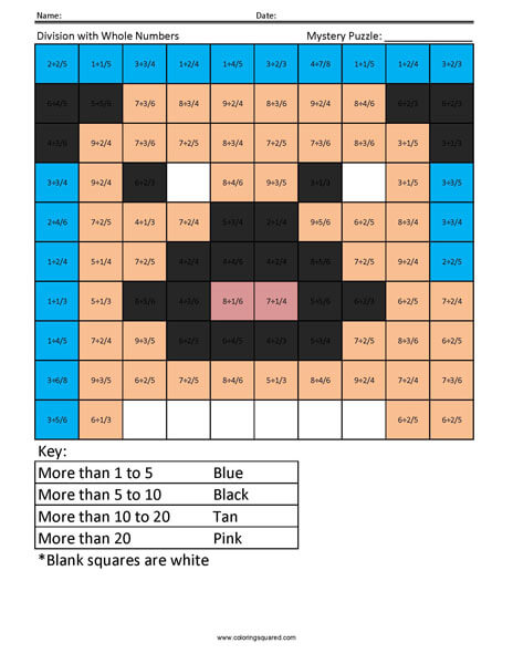 41 Whole Number Division Pug mystery - Coloring Squared