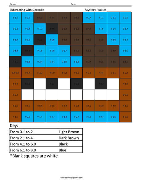 Decimal Computations - Coloring Squared