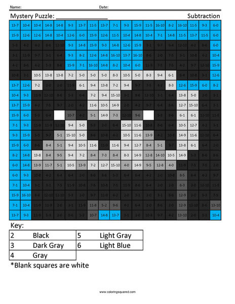 Minecraft Addition and Subtraction - Coloring Squared