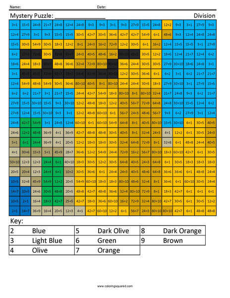Minecraft Multiplication and Division - Coloring Squared