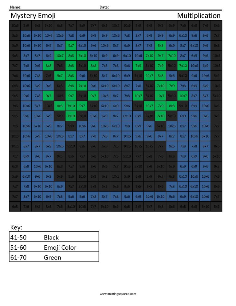Emoji Multiplication and Division - Coloring Squared