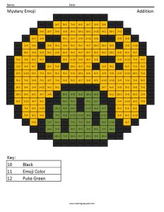 Puke Emoji Addition Coloring - Coloring Squared