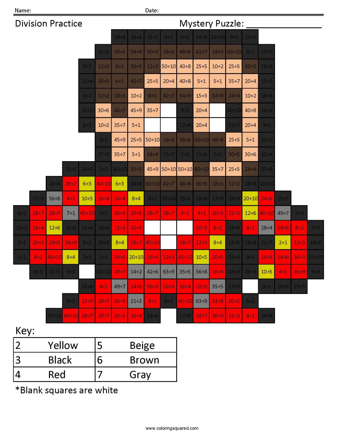 Superhero Multiplication and Division - Coloring Squared