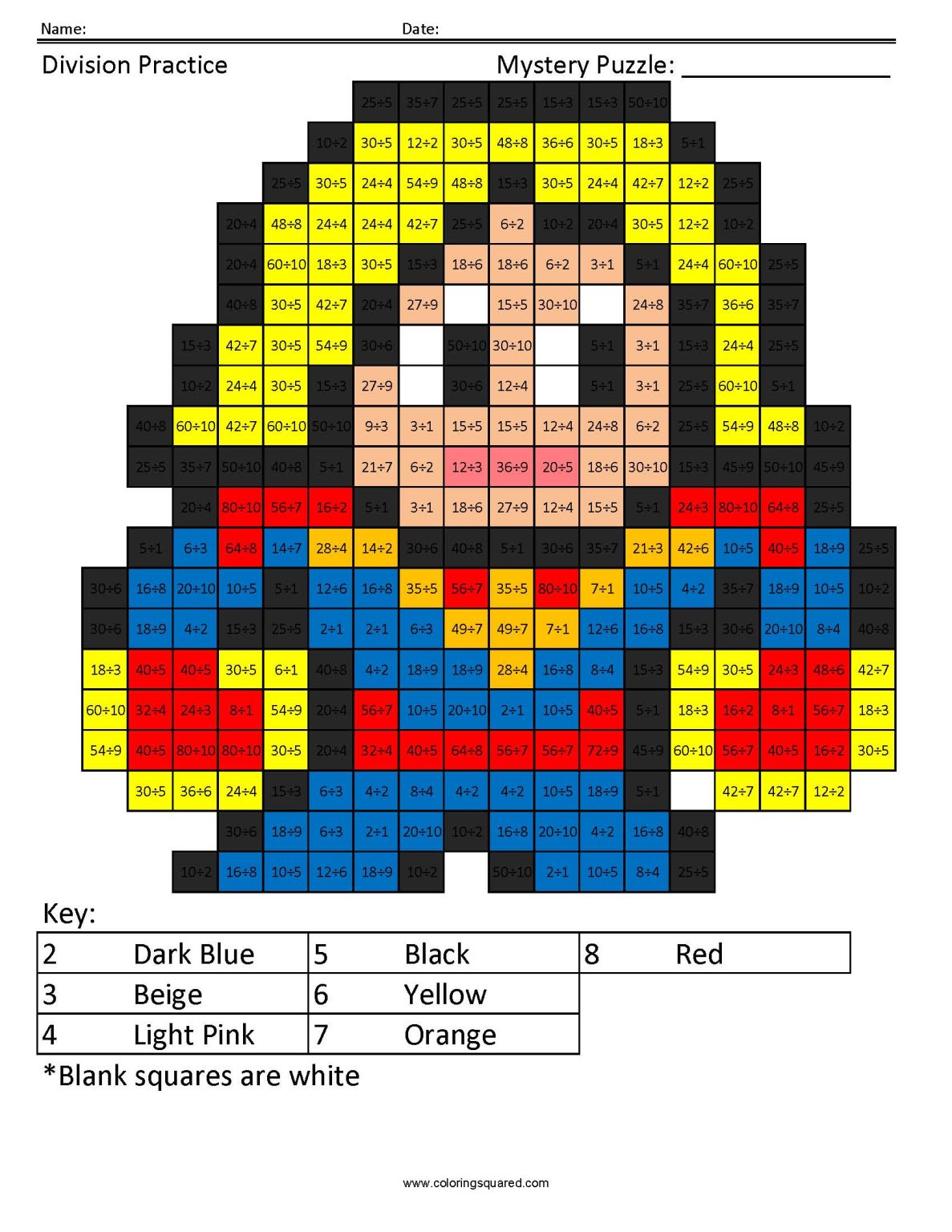 Superhero Multiplication and Division - Coloring Squared